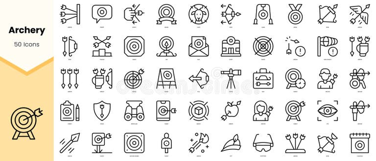 Set of Archery Icons. Simple Line Art Style Icons Pack Stock Vector ...