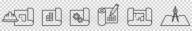Set of Architectural Drawing Icons Stock Vector - Illustration of ...