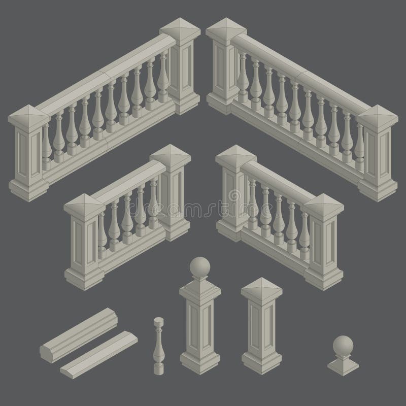 Set of Architectural Element Balustrade, Vector Stock Vector ...