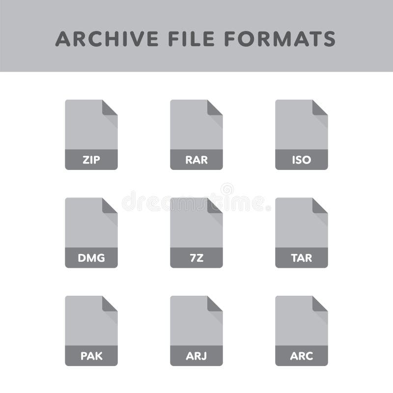 Archive File Icon. Different Formats of Archive Files. Vector Linear ... Archive File Icon. Different Formats of Archive Files. Vector Linear ...