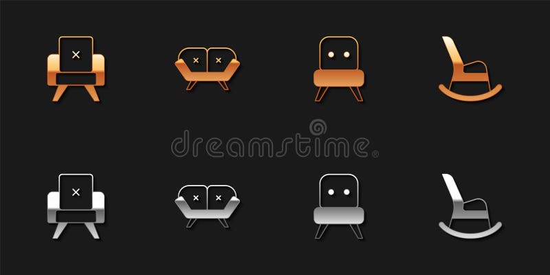 Set Armchair, Sofa, and Rocking Icon. Vector Stock Illustration ...