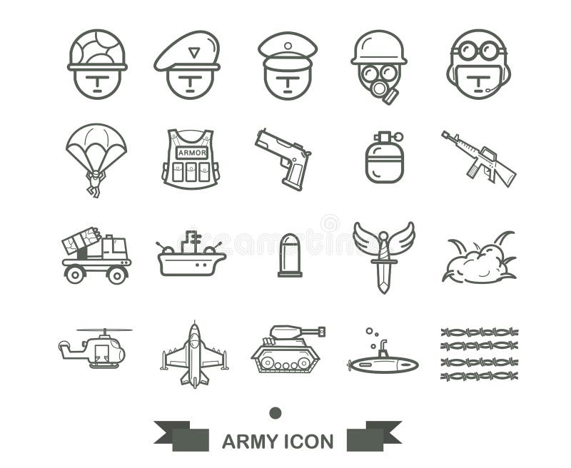 Set of Army Icon,line Army and Military Icon Stock Illustration ...
