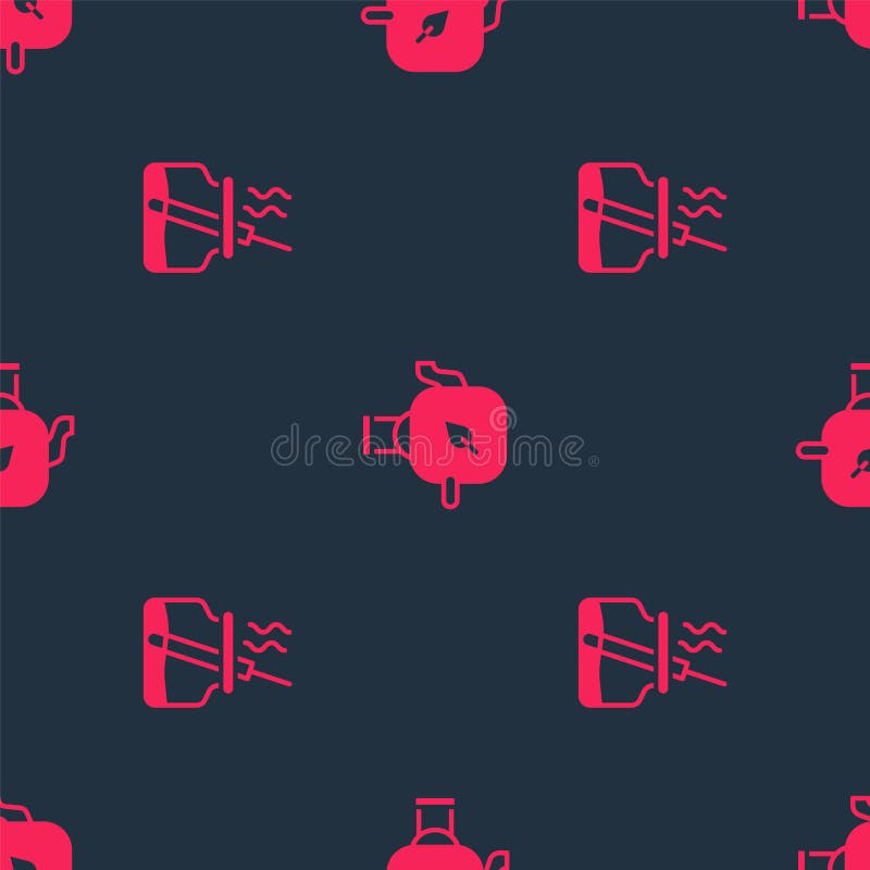 Set Aroma Diffuser and Teapot with Leaf on Seamless Pattern. Vector ...