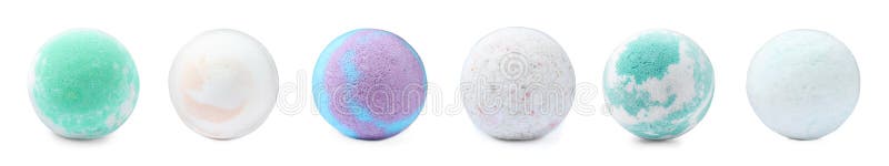 Set with Aromatic Bath Bombs on White Background. Banner Design Stock ...
