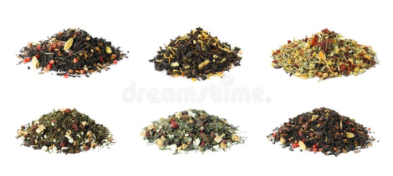 Set with Aromatic Herbal Tea on White Background. Banner Design Stock ...