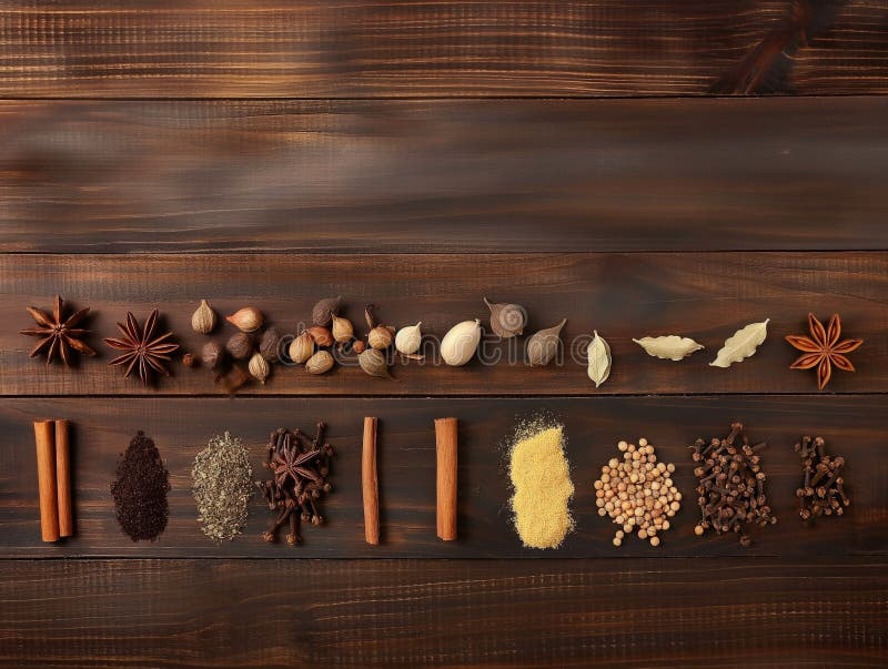 Set of Aromatic Spices on Wooden Background Stock Image - Image of ...