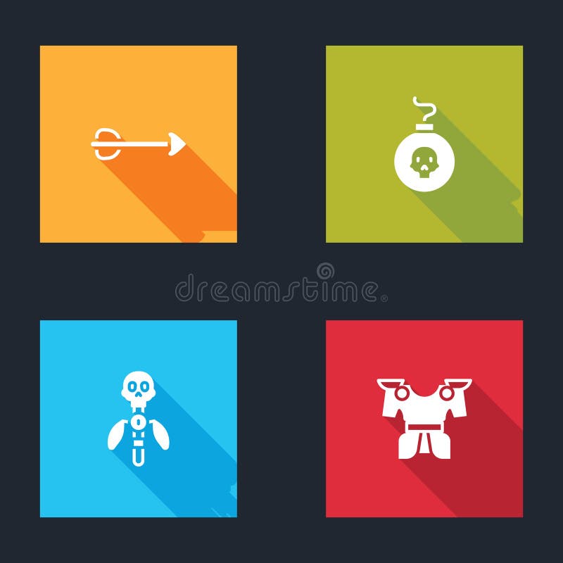 Set Arrow, Bomb Ready To Explode, Magic Staff and Body Armor Icon ...