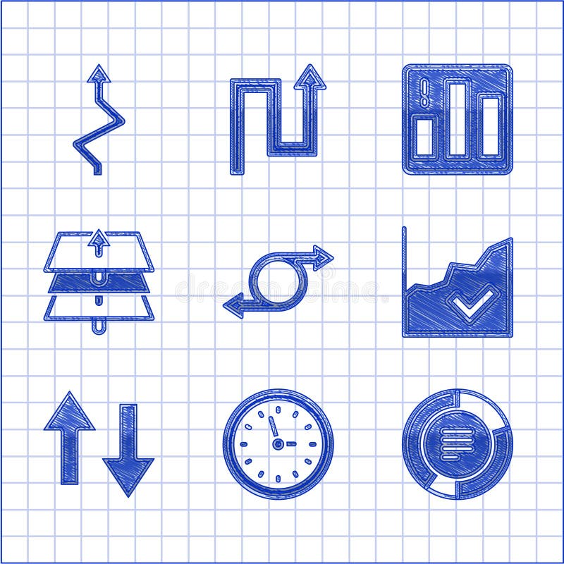 Set Arrow, Clock, Pie Chart Infographic, Financial Growth Increase, Layers, and Icon. Vector ...