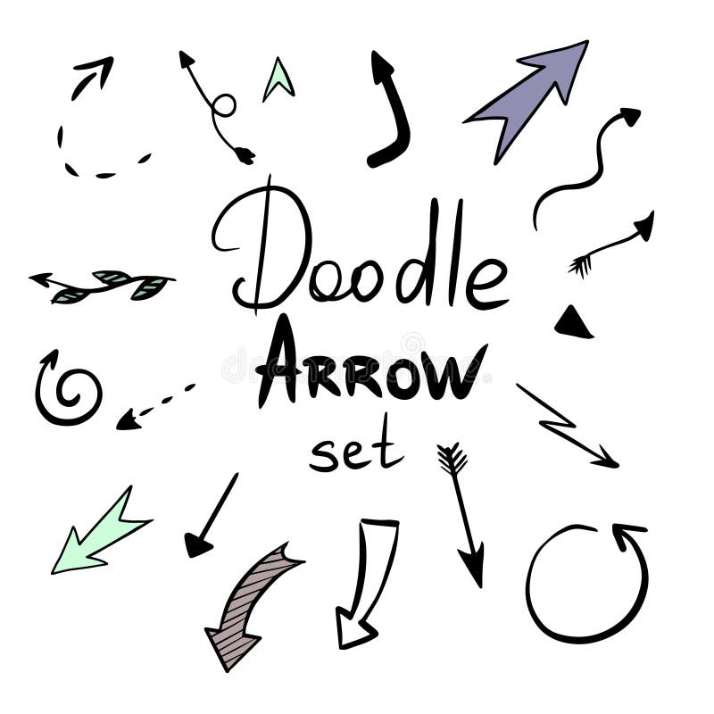 Set of Arrow Doodle on White Background Stock Illustration ...