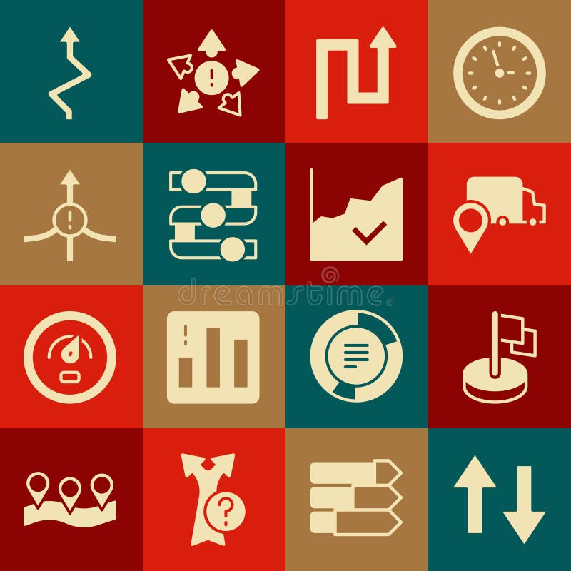 Set Arrow, Flag, Intersection Point, Infographic Element, Location, Financial Growth, Pyramid ...