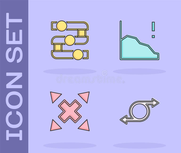 Set Arrow, Graph, Chart, Diagram, Many Ways Directional Arrow and Financial Growth Decrease Icon ...