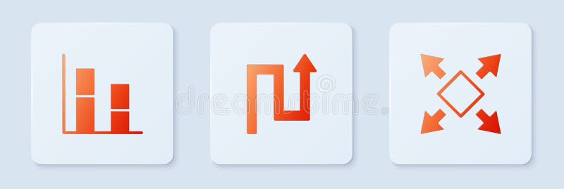 Set Arrow, Graph, Chart, Diagram and Many Ways Directional Arrow. White Square Button Stock ...