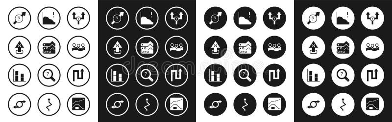 Set Arrow, Graph, Chart, Diagram, Percent Up Arrow, Location, Financial Growth Decrease, and ...