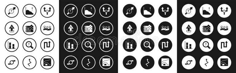 Set Arrow, Graph, Chart, Diagram, Percent Up Arrow, Location, Financial Growth Decrease, and ...