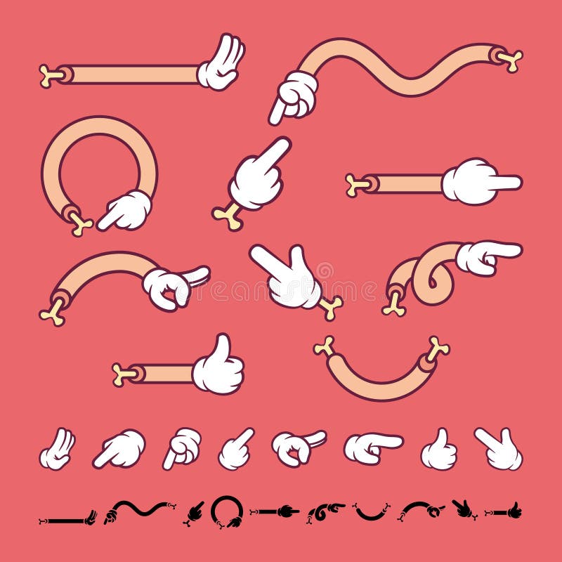 Set of Arrow Hands with Bones Vector Illustration. Stock Vector ...