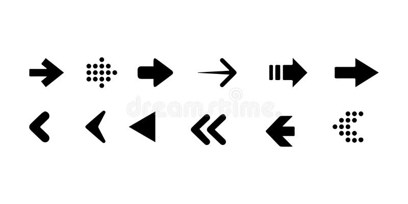 Set Arrow Icon. Collection Different Arrows Sign. Black Vector Arrows â ...