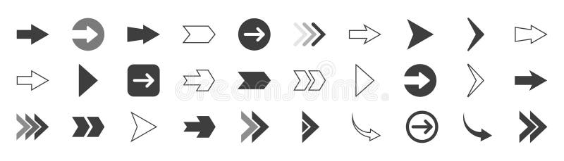 Set Arrow Icon. Collection Different Arrows Sign. Stock Vector ...