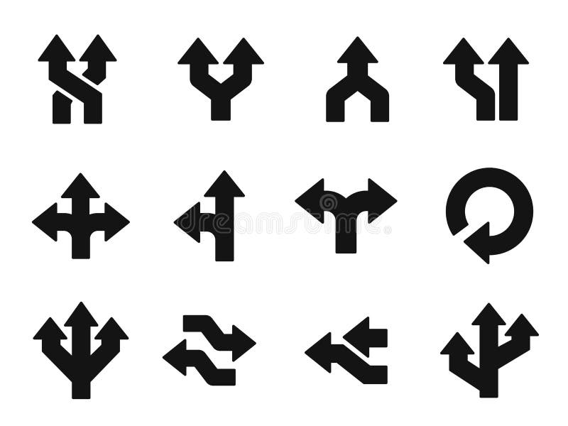 Set Arrow Icon. Different Arrows Sign. Road Signs - Vector Stock Vector ...