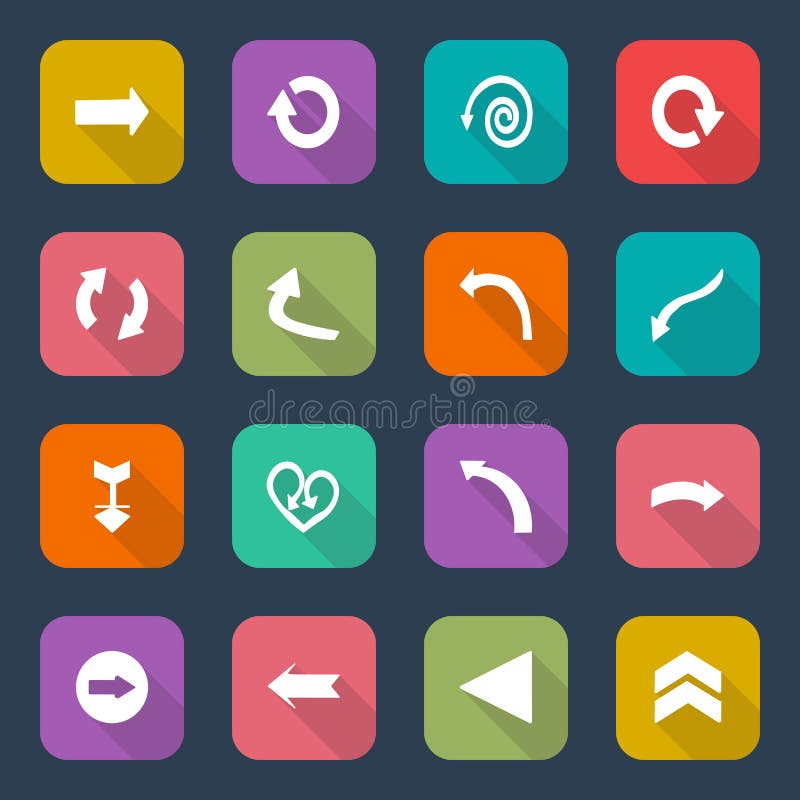 Set Arrow Icons, Flat UI Design Trend, Vector Illustration of Web ...