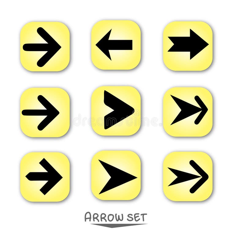 Set of Arrow Icons, Packaging Symbols, Motion Pointers, Site and Player ...