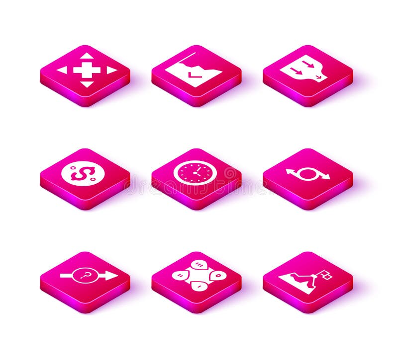 Set Arrow, Infographic Element, Dollar Symbol, Clock, Mountains with Flag, and Financial Growth ...