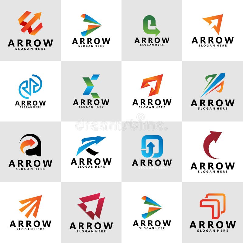 Set of Arrow Logo Design Vector Stock Vector - Illustration of left ...