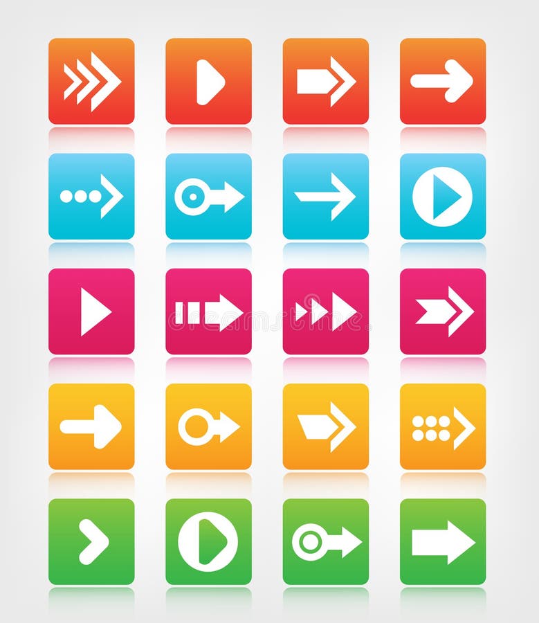 Set of Arrow Navigation Colorful Buttons Stock Vector - Illustration of ...