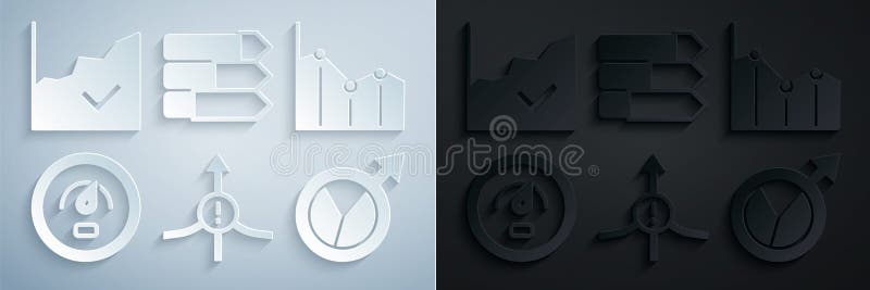 Set Arrow, Pie Chart Infographic, Digital Speed Meter, Financial Growth, and Increase Icon ...