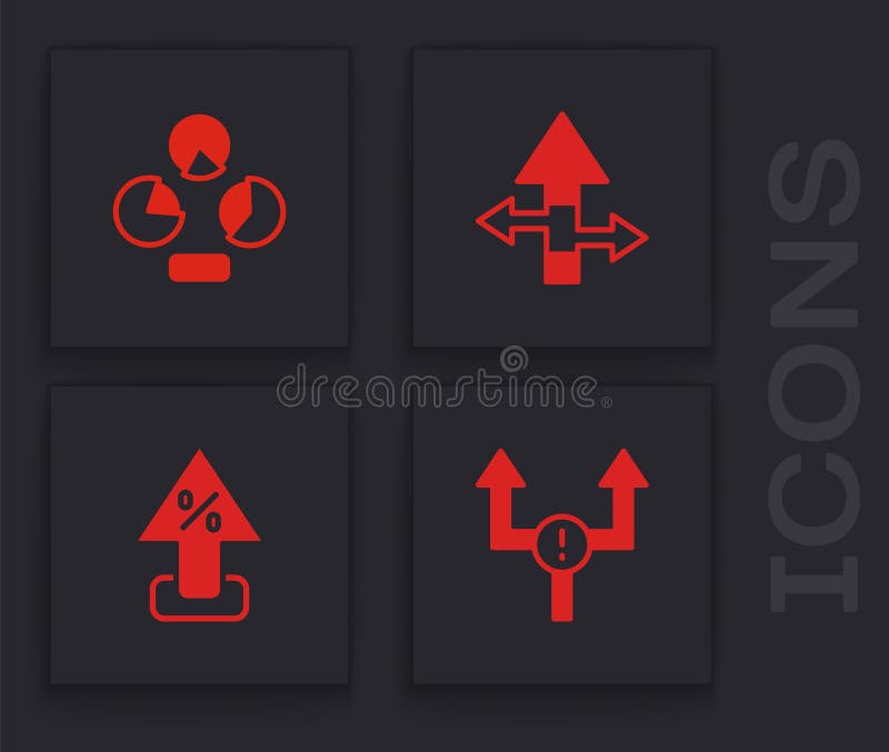 Set Arrow, Pie Chart Infographic, and Percent Up Arrow Icon. Vector ... Set Arrow, Pie Chart Infographic, and Percent Up Arrow Icon. Vector ...