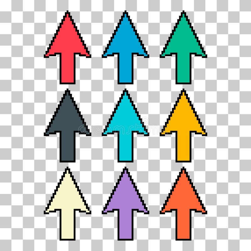 Set of Arrow Pixel Icon, Web Cursor Click Mouse Symbol, Computer ... Set of Arrow Pixel Icon, Web Cursor Click Mouse Symbol, Computer ...