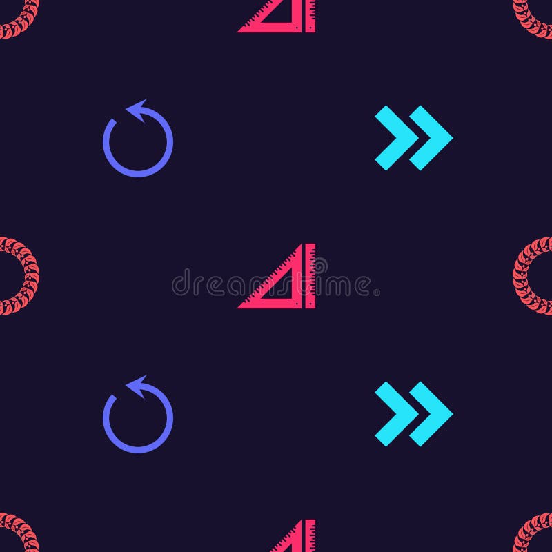 Set Arrow Refresh Triangular Ruler And Laurel Wreath On Seamless