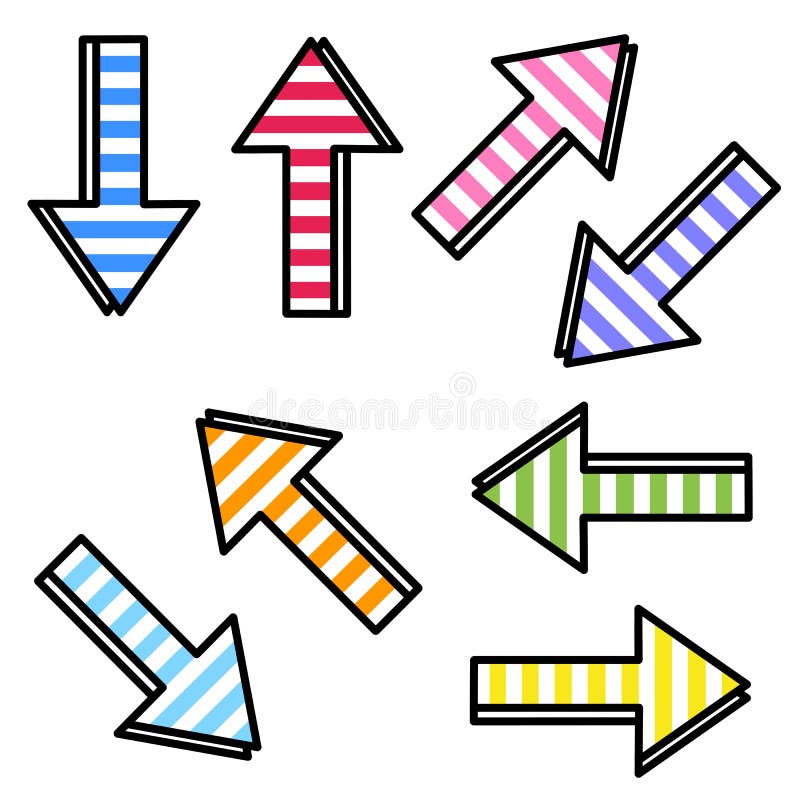 A Set of Arrow Symbols with Different Colored Stripes Stock Photo ...