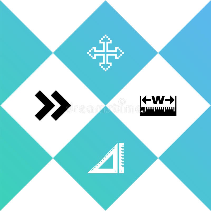 Set Arrow, Triangular Ruler, Pixel Arrows in Four Directions and ...