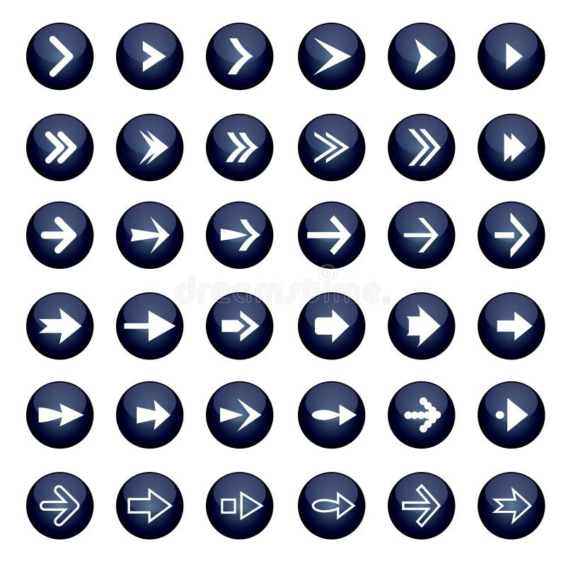 Set of arrows on buttons stock vector. Illustration of presentation ...