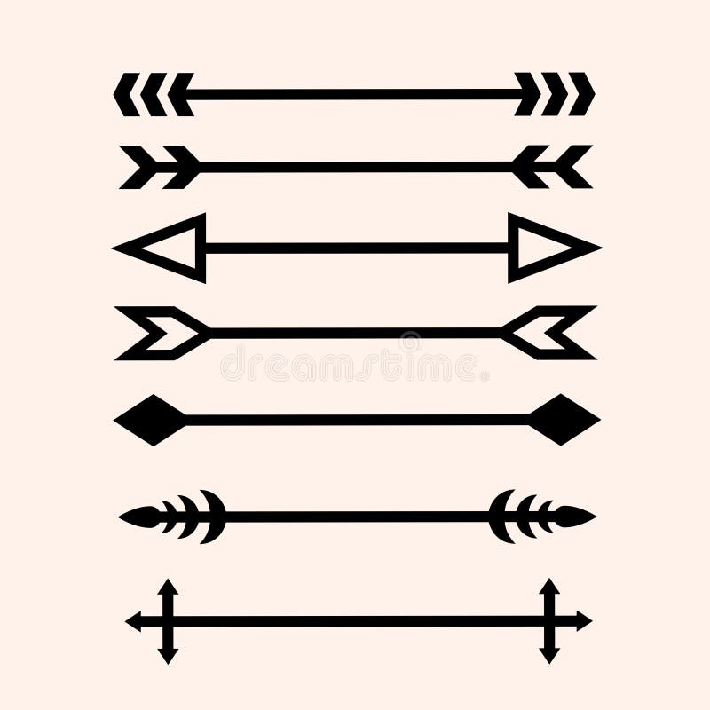 A Set of Arrows with Different Tips. Pagan Tools. Arrows Linear, Black ...