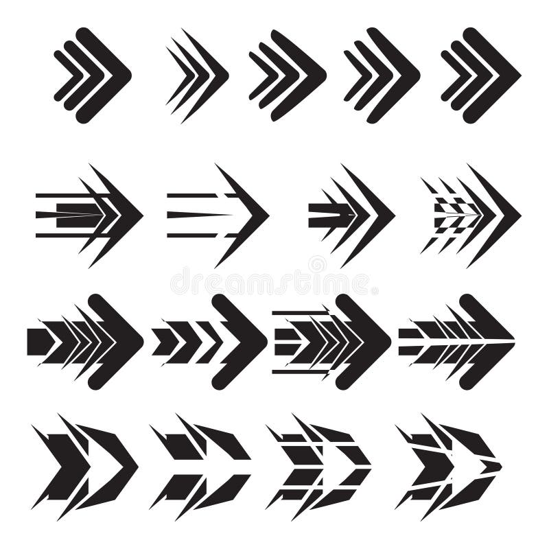 Set of Arrows, Direction or Navigation Indicator, Web Buttons Design ...