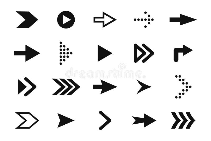 Set of Arrows, Forward and Back. Black Arrow Icons and Pictograms ...