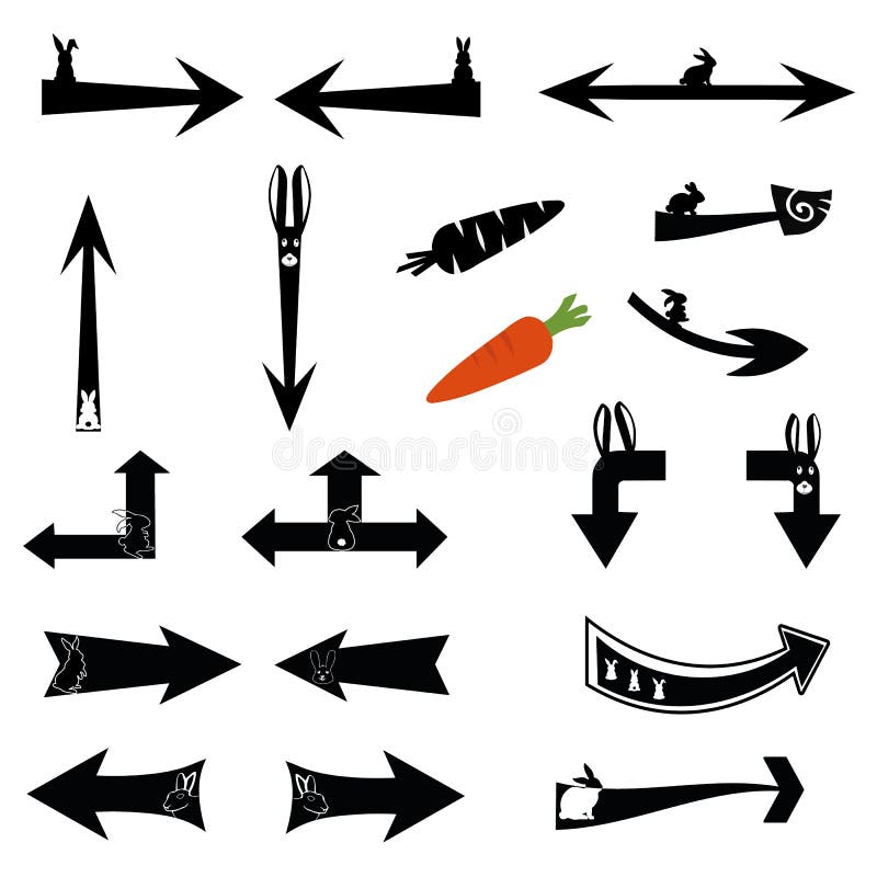 Set of Arrows Icon a Rabbit. Stock Vector - Illustration of button ...