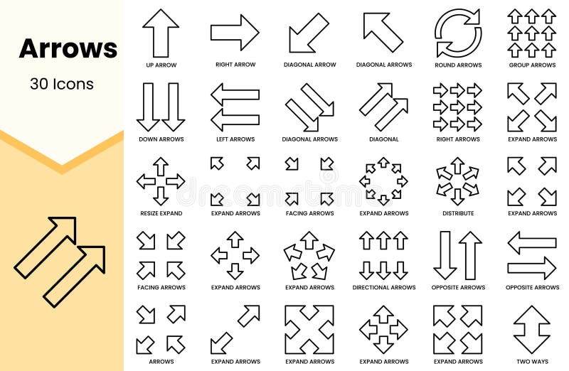 Set of Arrows Icons. Simple Line Art Style Icons Pack Stock Vector ...