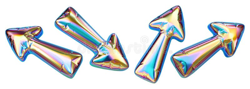 Set of Arrows Made of Inflated Balloons of Rainbow Foil Color ...