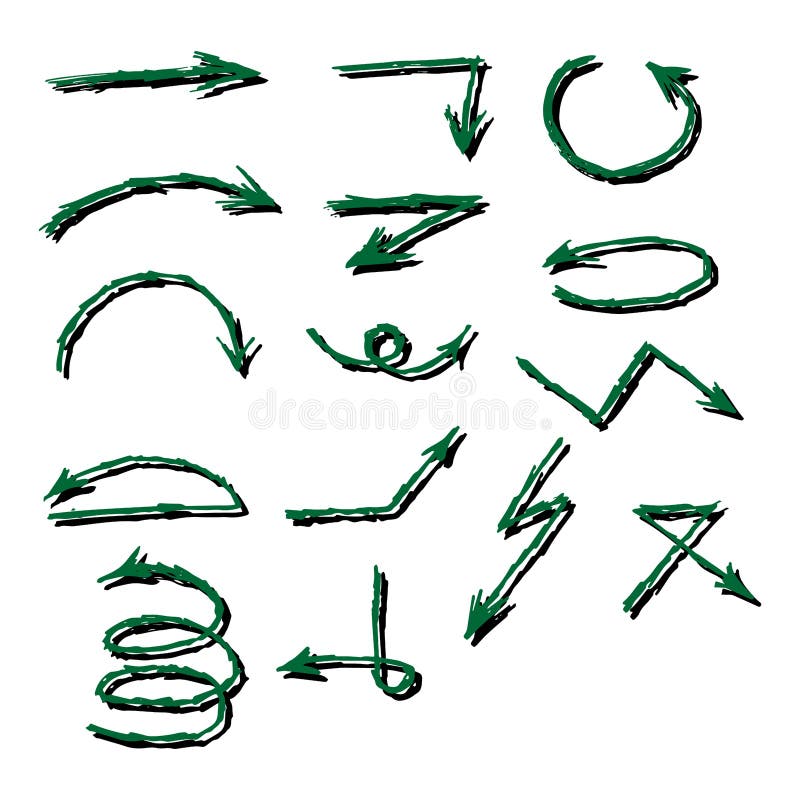 Set of Arrows, Pointers. Vector Illustration Set of Green Different ...