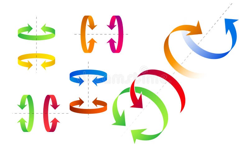 Set Of Arrows For Show Direction Of Rotation Stock Illustration