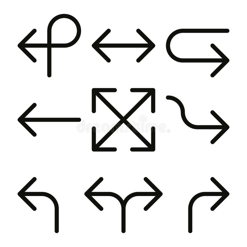 Set of Arrows. Simple Thin Black Line Arrow Design Stock Vector ... Set of Arrows. Simple Thin Black Line Arrow Design Stock Vector ...