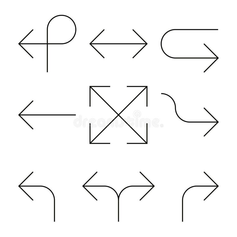 Set of Arrows. Simple Thin Black Line Arrow Design Stock Vector ...