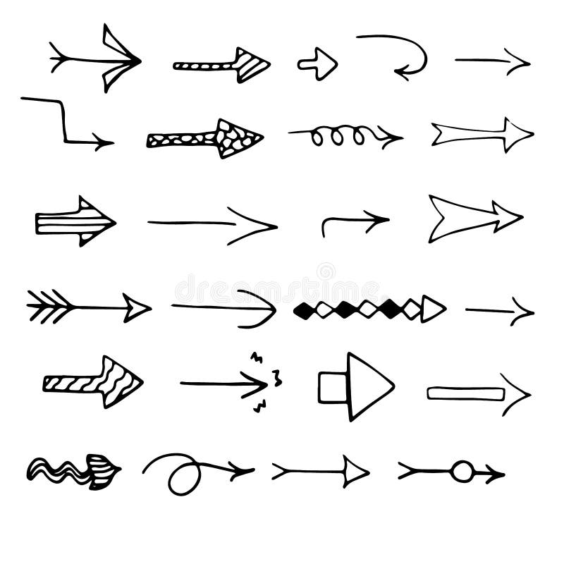 Set of Arrows, Vector Illustration, Hand Drawing Stock Illustration ...