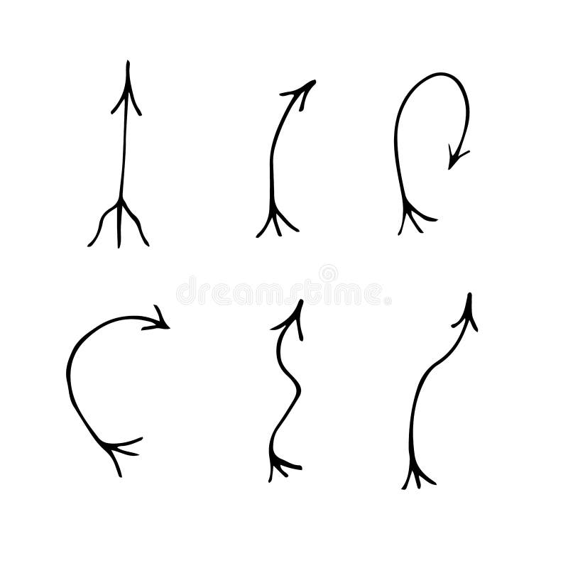 Set of Arrows, Vector Illustration, Hand Drawing Stock Illustration ...