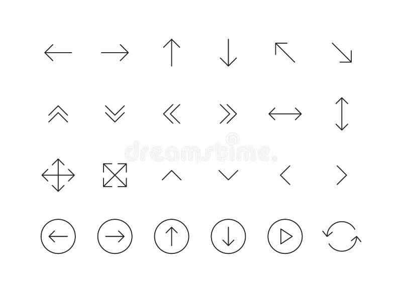 Set of 24 Arrows Web Icons in Line Style. Arrow, Arrows Stock Vector ...
