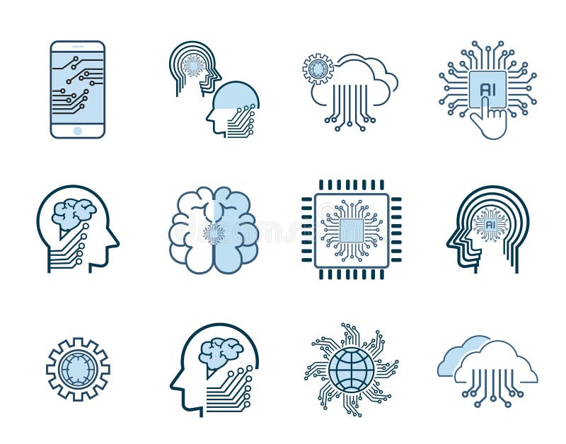 Set of Artificial Intelligence-AI Icons, Symbols Vector Design, Vector ...
