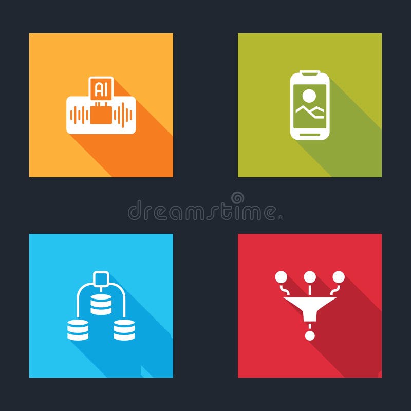 Set Artificial Intelligence AI, Mobile Phone, Server, Data and Funnel ... Set Artificial Intelligence AI, Mobile Phone, Server, Data and Funnel ...