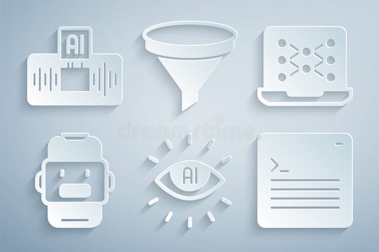 Set Artificial Intelligence AI, Neural Network, Chat Bot, Web Developer Programming Code, Funnel ...